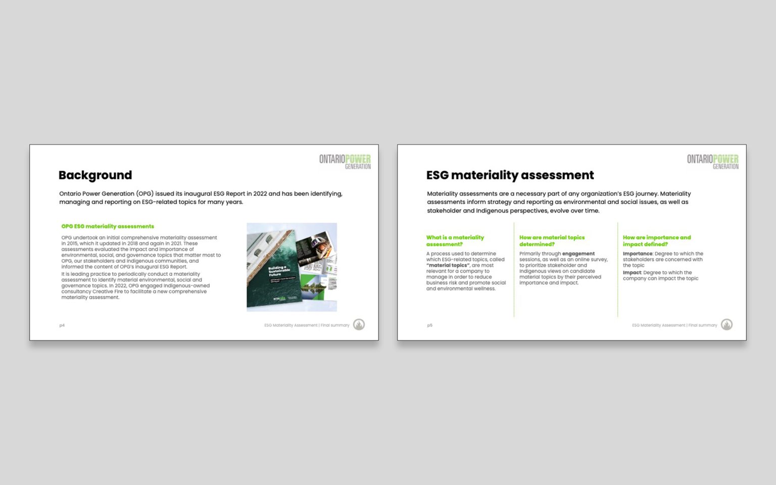 OPG ESG Materiality Assessment - Creative Fire