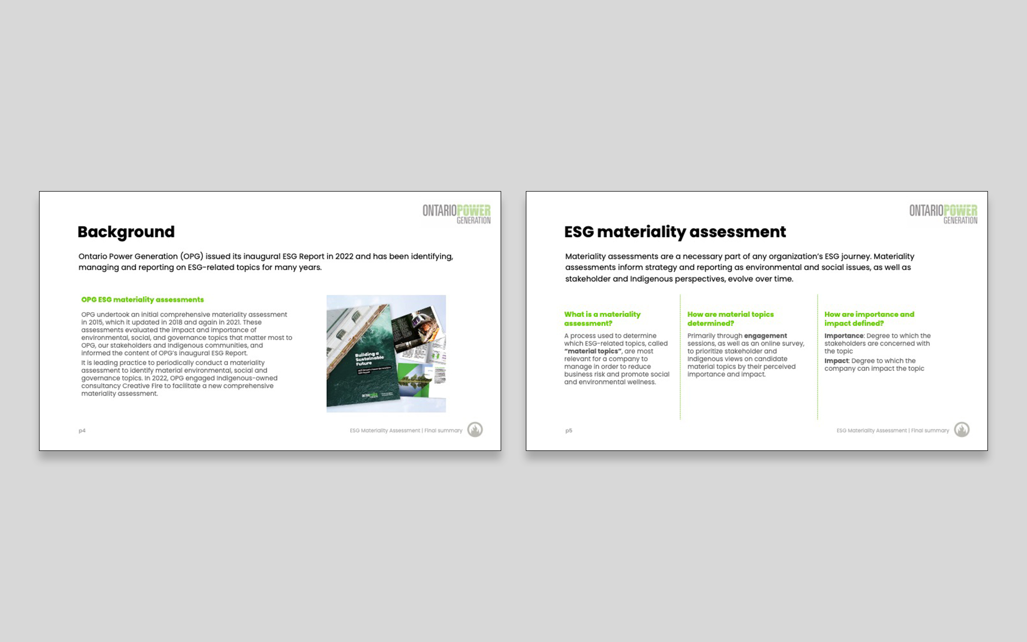 OPG ESG Materiality Assessment - Creative Fire